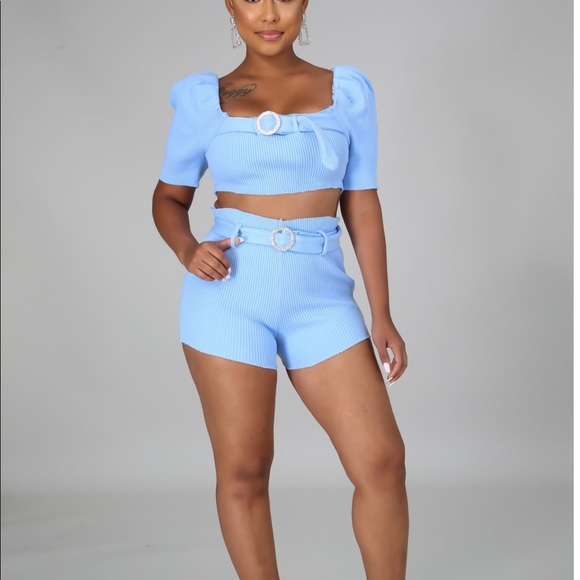 Pants & Jumpsuits | Oh Baby Baby Blue Shorts Set | Poshmark